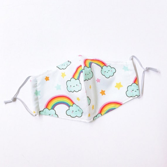 Rainbow Happy Face Face Mask for Kids. Reusable. Washable. | Etsy