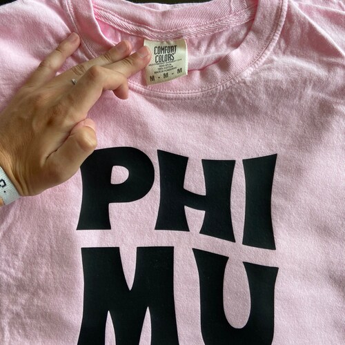 Phi Mu // Greek Letters and Script Sorority Shirt // Comfort | Etsy