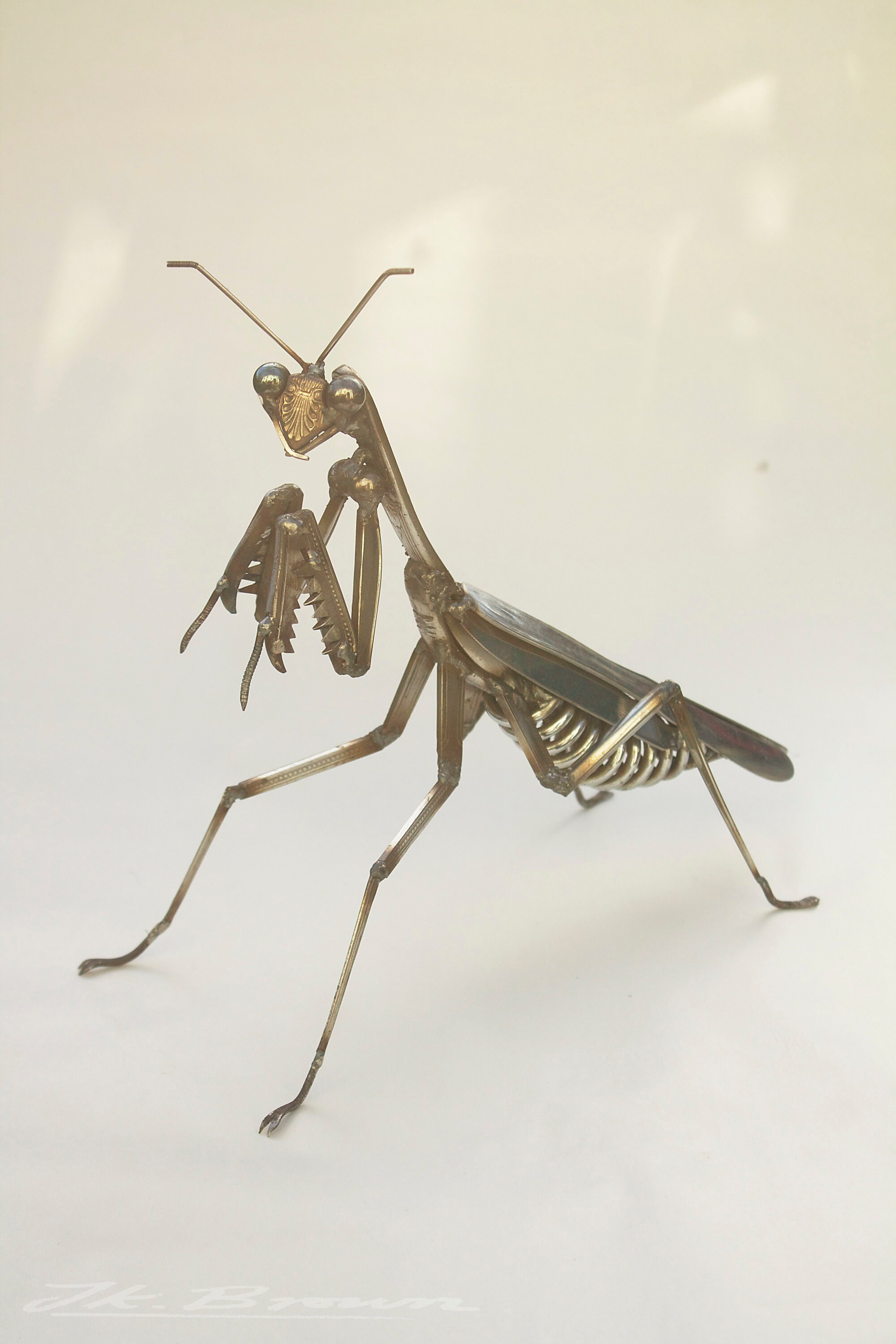 Praying Mantis Scrap Metal Sculpture Stainless Steel Insect | Etsy UK