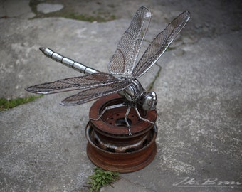 Large Metal Dragonfly Sculpture - Etsy