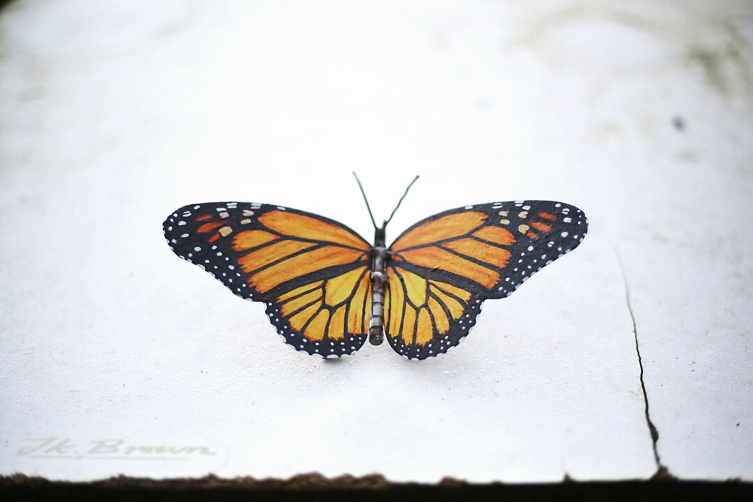 Monarch Butterfly Metal Sculpture: Original Oil Painting on Scrap Metal ...