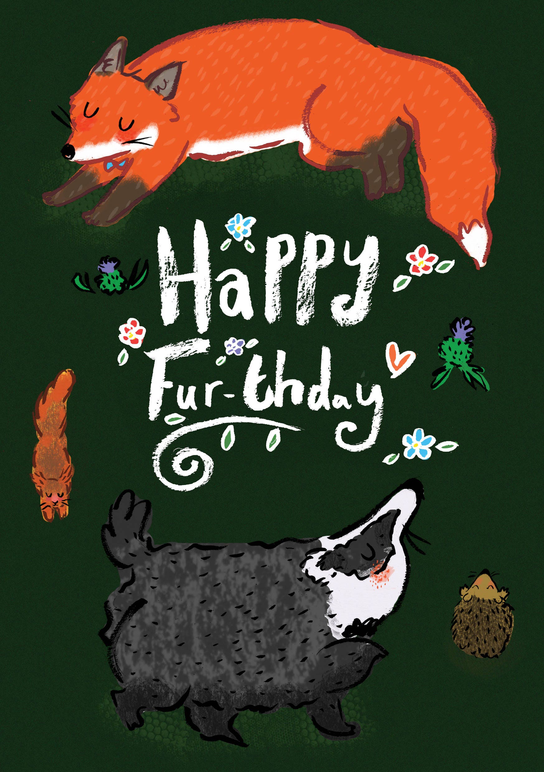 Happy Fur-th Day Happy Birthday Woodland Animals Woodland Creatures Fox ...
