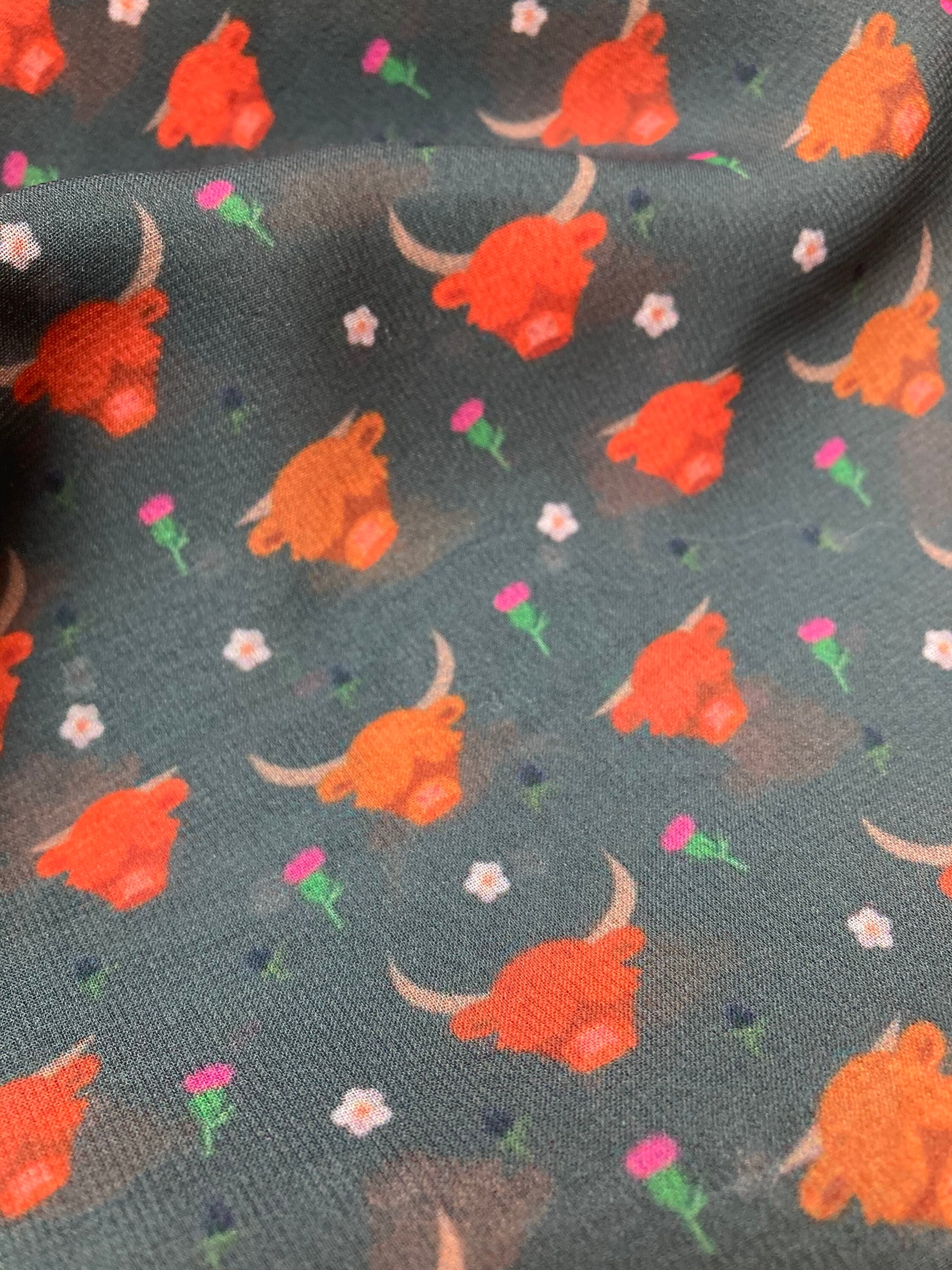 Scottish Highland Cow Print Chiffon Infinity Scarf High Land - Etsy