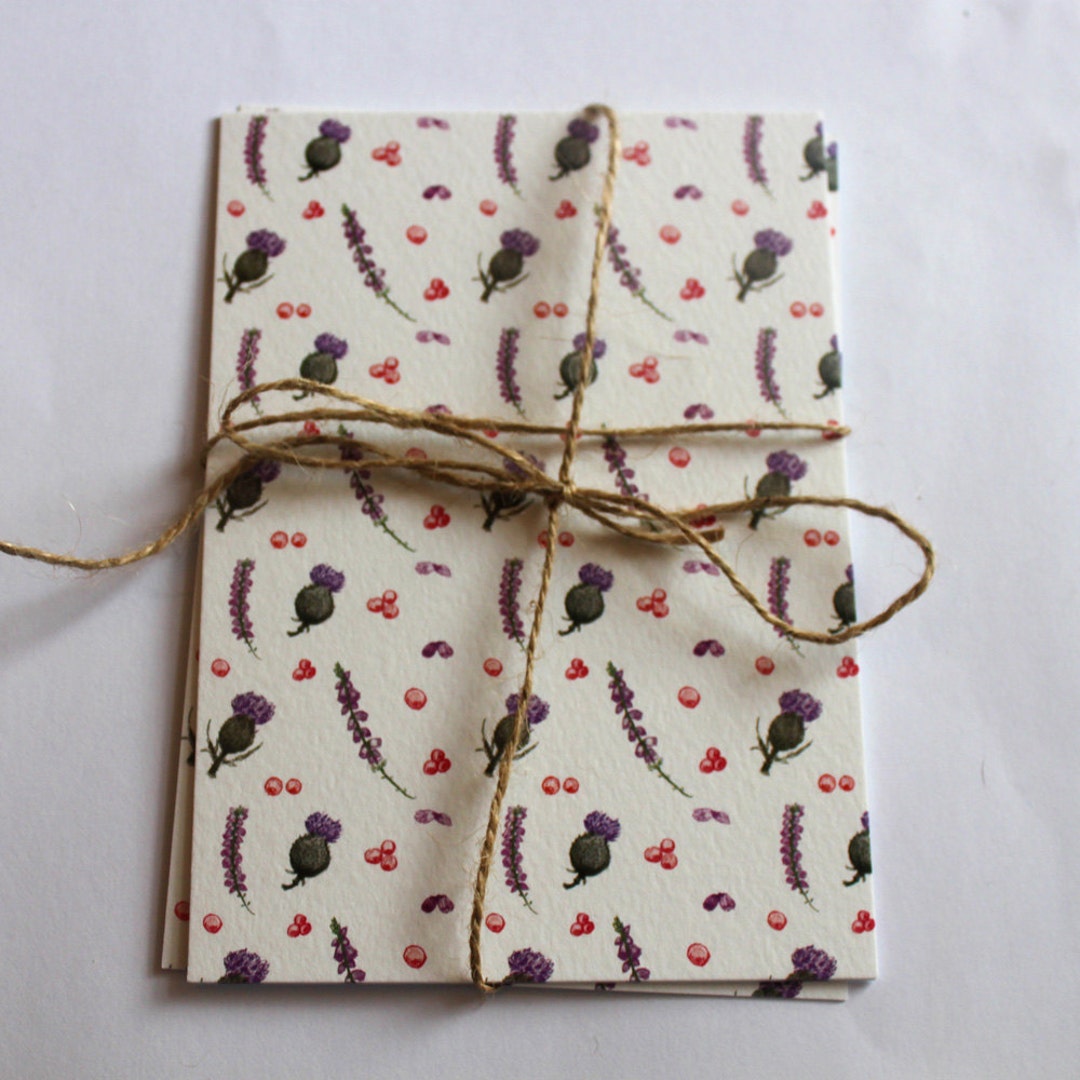 Pack of 4 Thistle and Heather Postcards- Scottish Thistle- Scottish ...