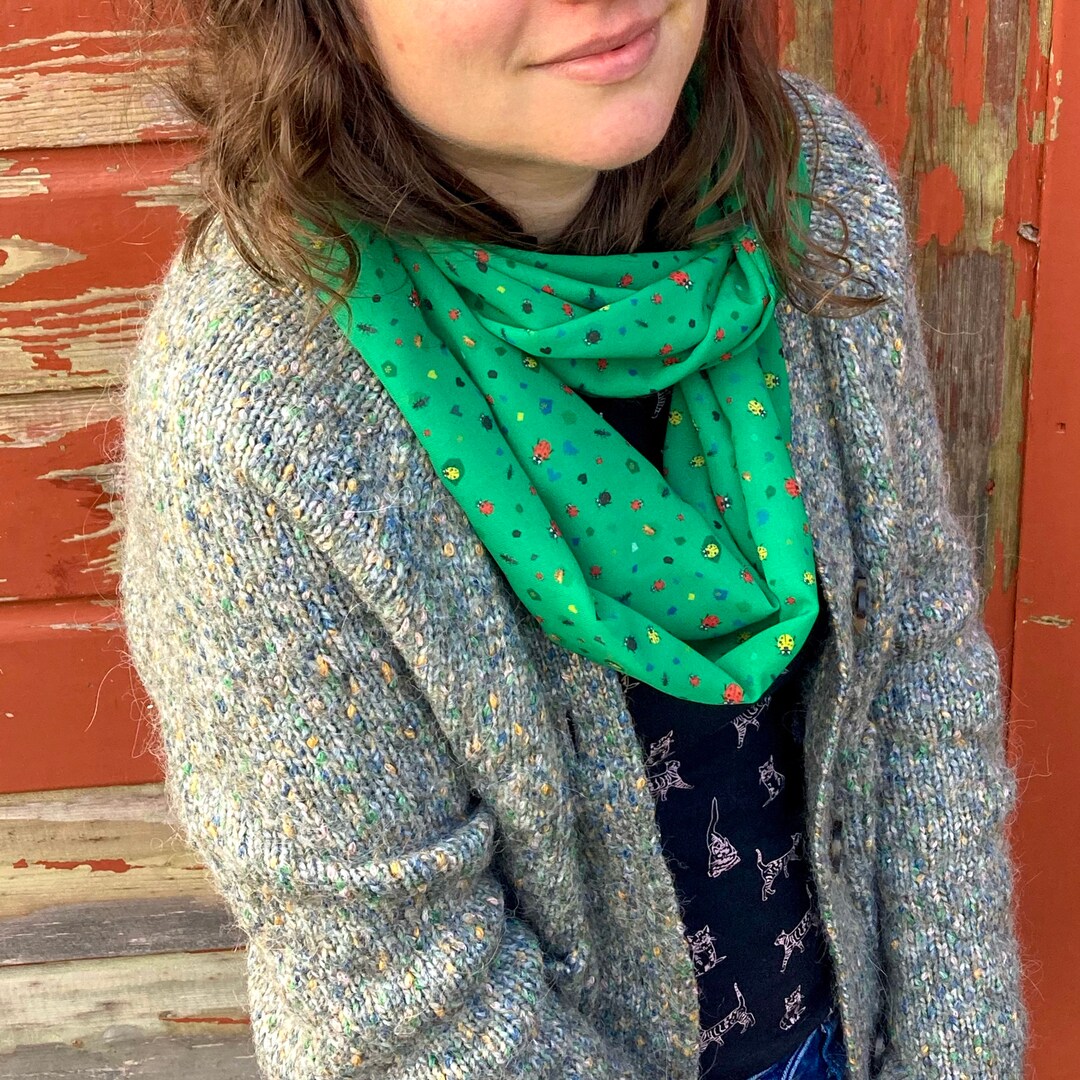 Ladybird Beetle Life Cycle Print Chiffon Infinity Scarf Ladybug Grub ...