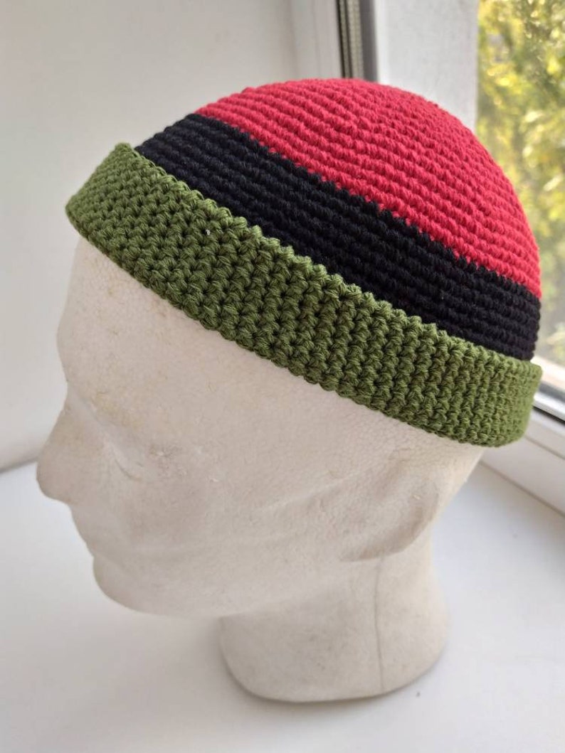 Rasta Punk Crochet Hat Bob Marley Hat Skullcap Cotton Kufi - Etsy