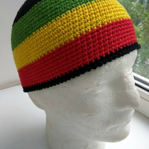Rasta Punk Crochet Hat - Bob Marley Hat - Skullcap Cotton Kufi - Mens ...