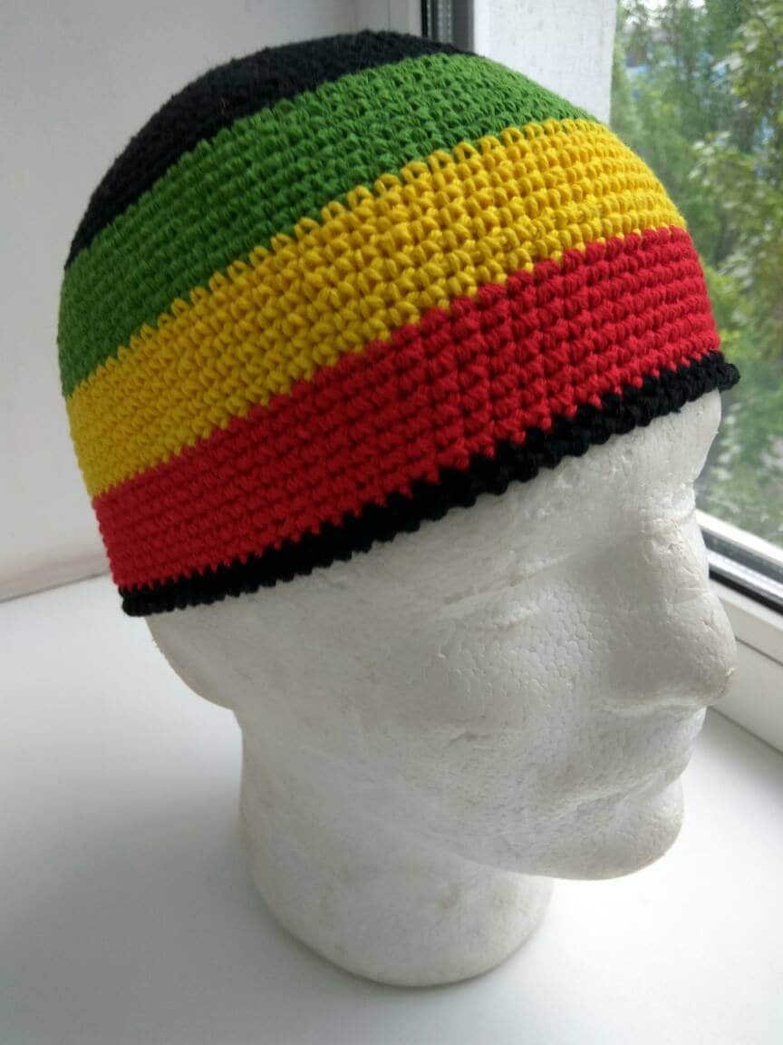 Rasta punk crochet hat Bob Marley hat Skullcap Cotton kufi - Etsy Nederland