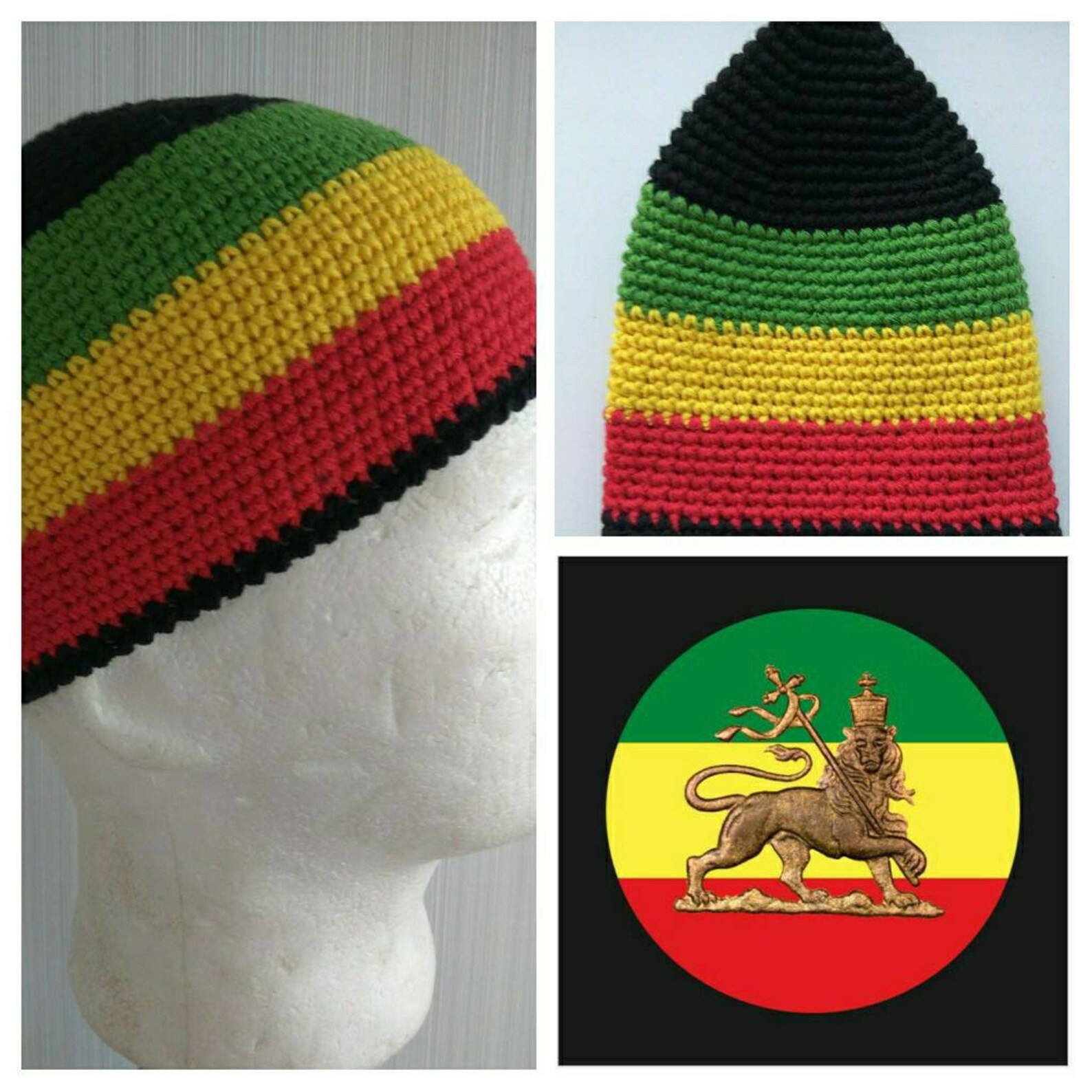 Rasta Punk Crochet Hat Bob Marley Hat Skullcap Cotton Kufi | Etsy