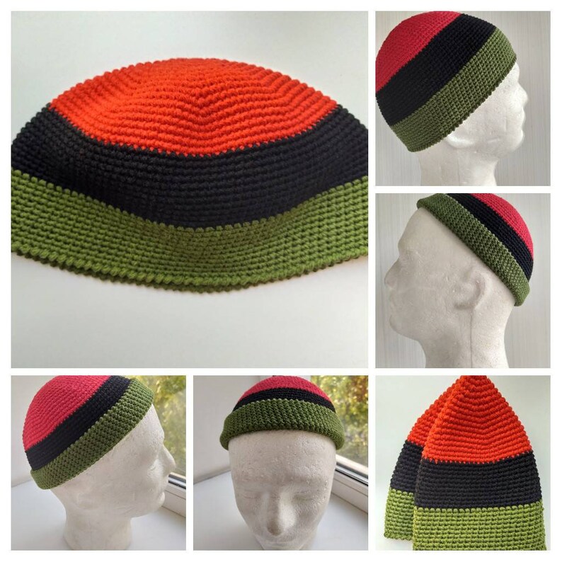 Rasta Punk Crochet Hat Bob Marley Hat Skullcap Cotton Kufi - Etsy
