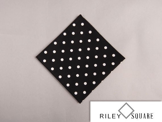 White Polka Dot Pocket Square/white Polka Dots on Black/wedding ...