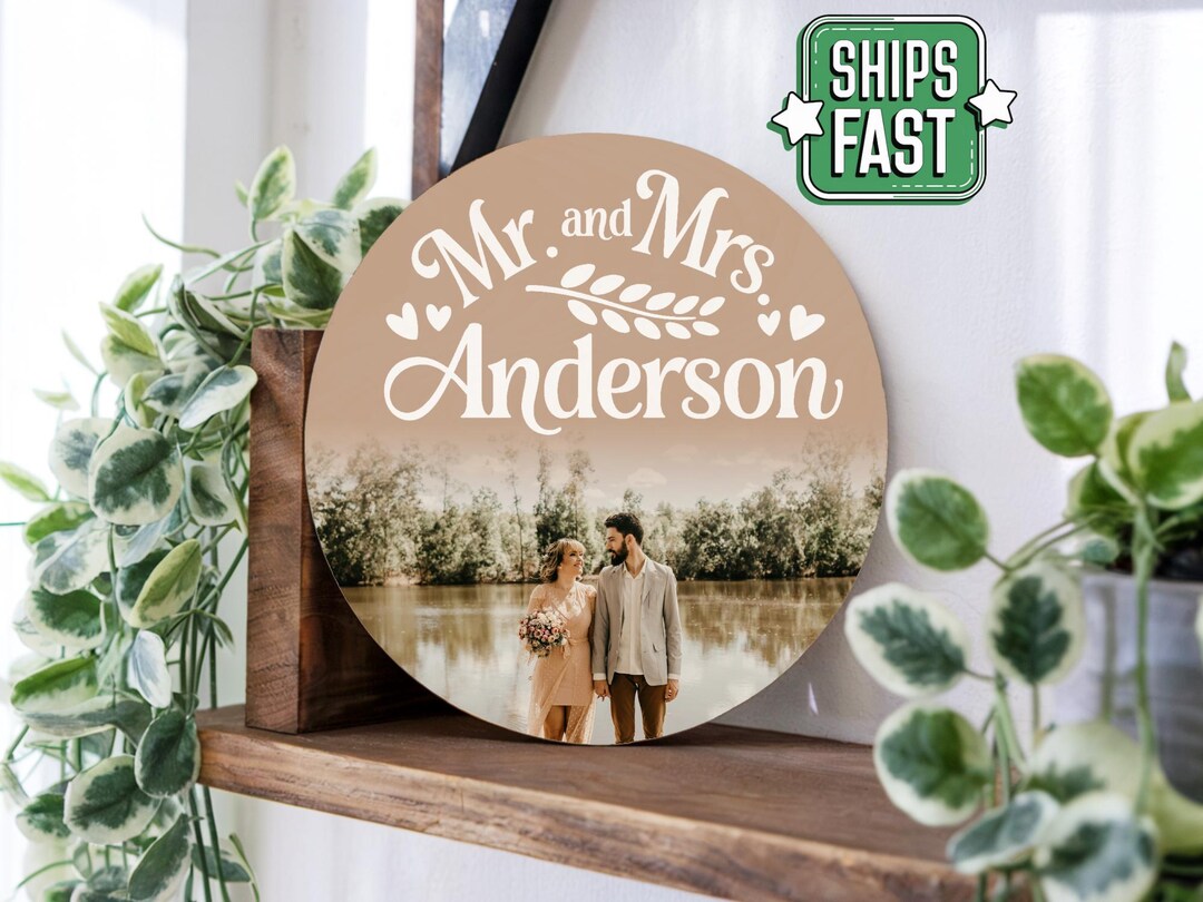Personalized Last Name Round Wood Sign, Established Wedding Sign ...