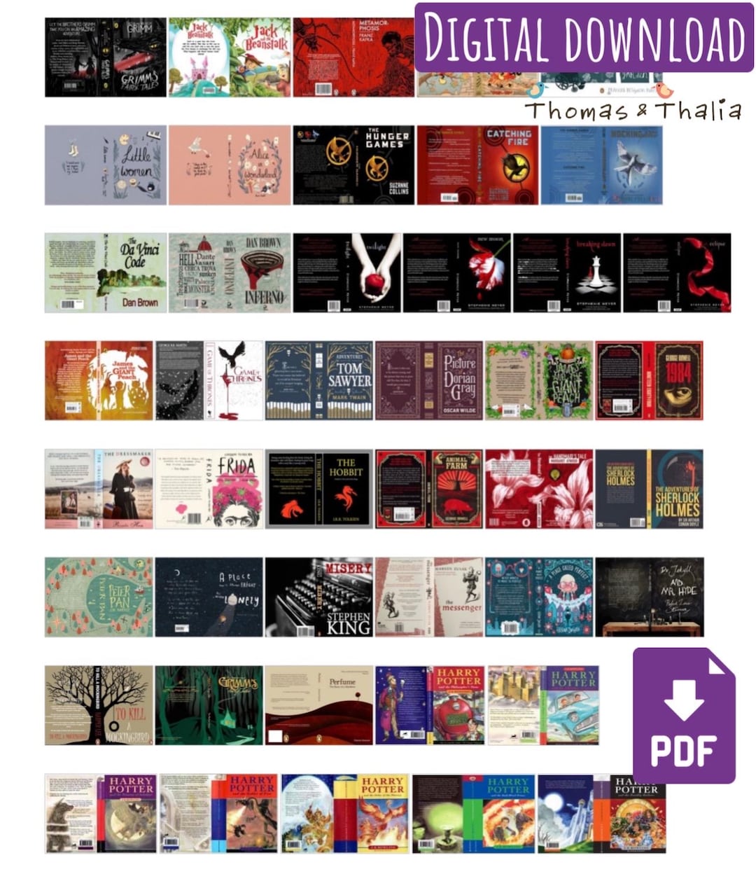 1:12 Scale Miniature Book Covers for Dollhouse - Fiction Pack 1 ...