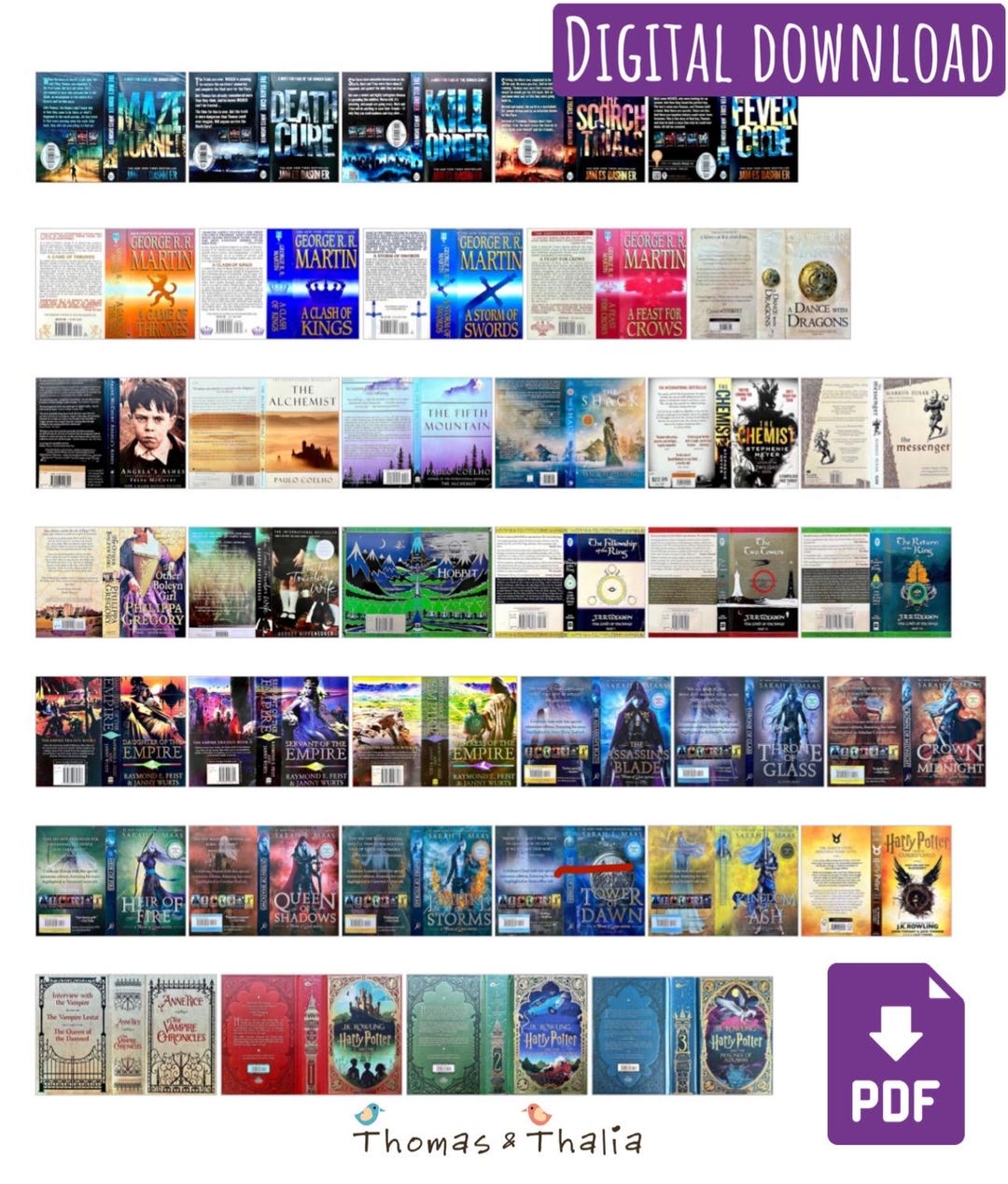 1:12 Scale Miniature Book Covers for Dollhouse - Fiction Pack 2 ...