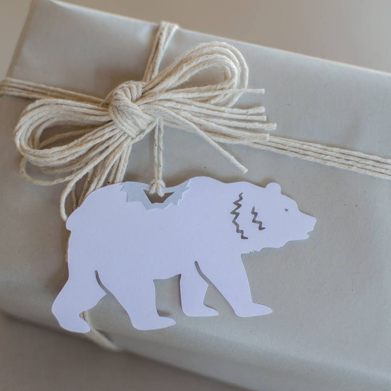 Bear Gift Tags Set of 8 White Bear Hang Tags - Etsy