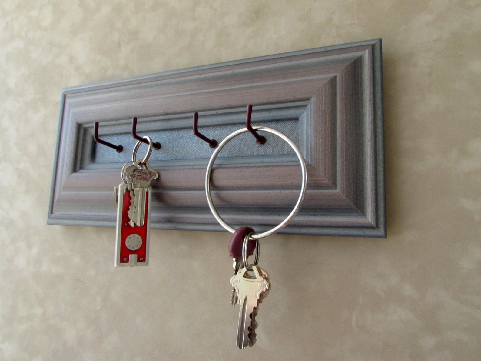 Country Pastel Keyholder Dark Red Key Hooks Wooden Key Hook | Etsy