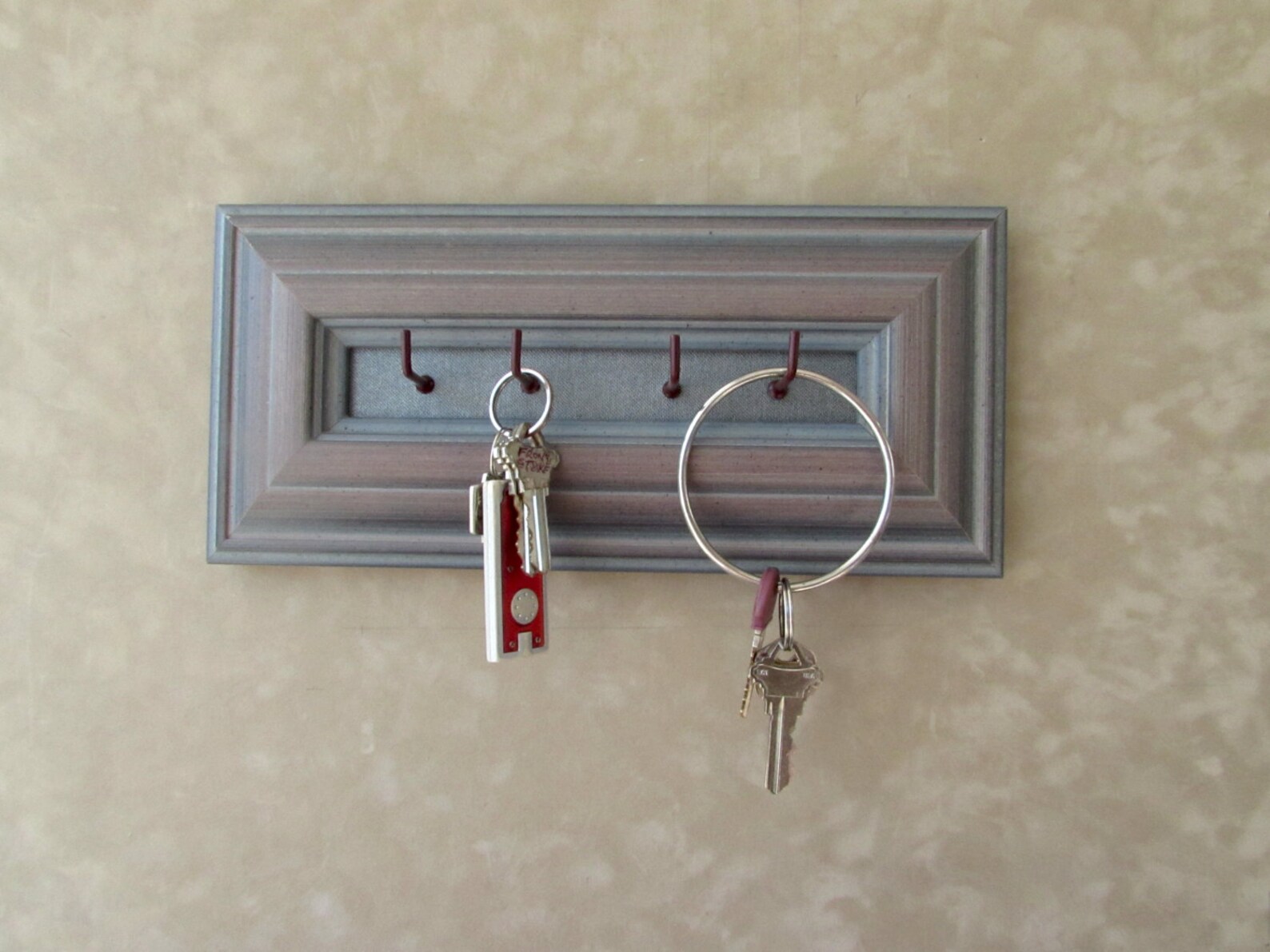 Country Pastel Keyholder Dark Red Key Hooks Wooden Key Hook | Etsy