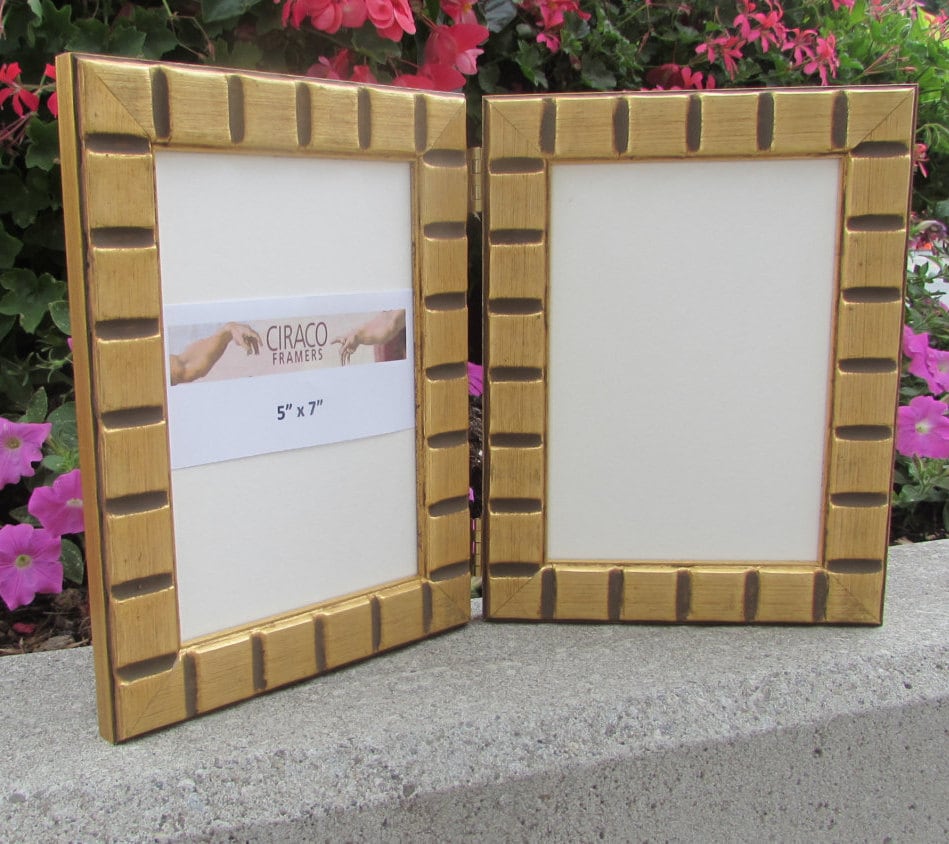 Gold Antique Picture Frame Rustic Double Triple Hinged Wall | Etsy