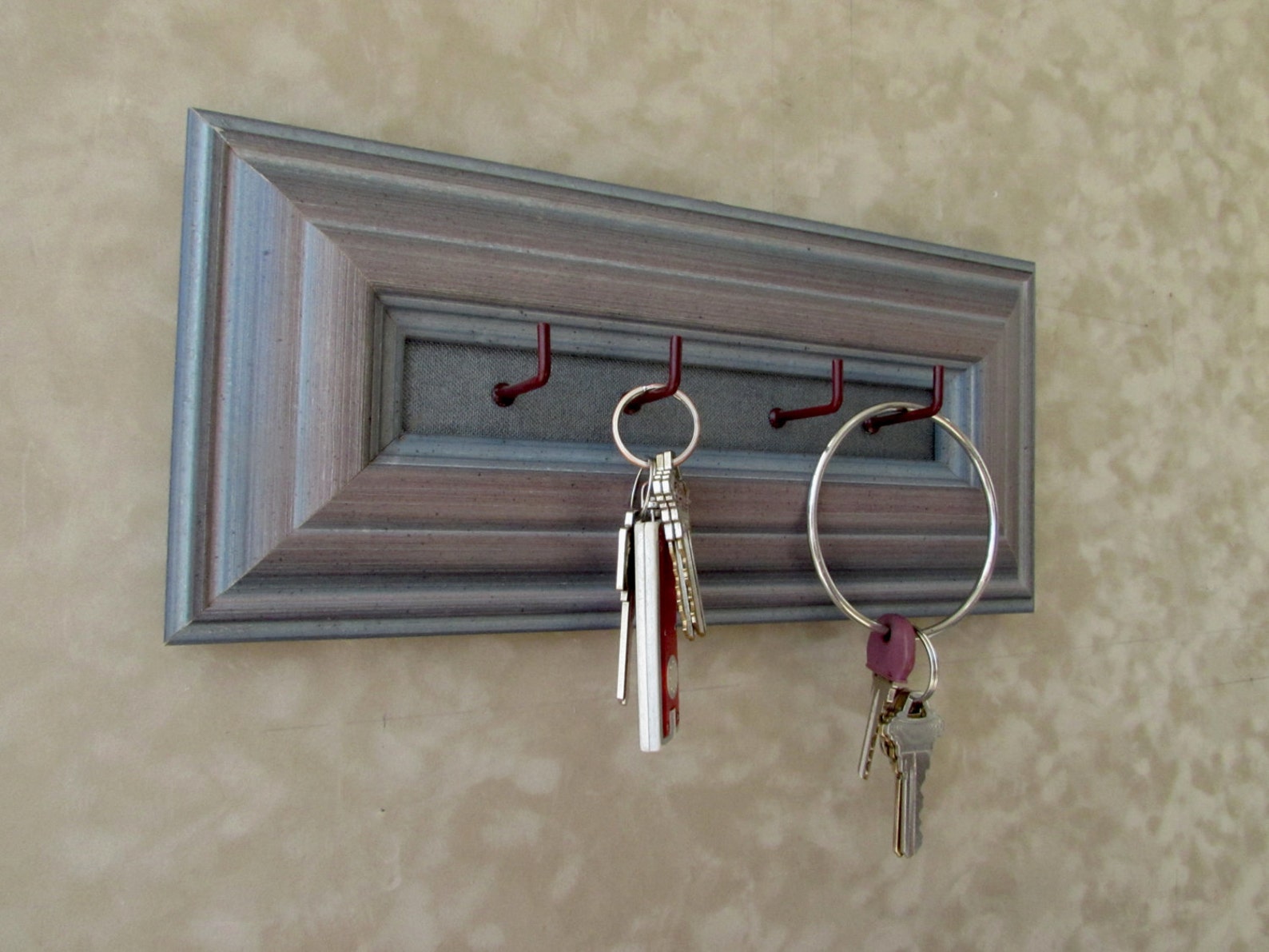 Country Pastel Keyholder Dark Red Key Hooks Wooden Key Hook | Etsy