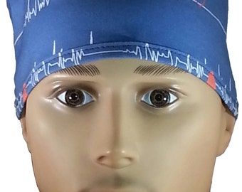 EKG ECG Surgical Scrub Hat Theatre Cap Heartbeats QRS Complex | Etsy