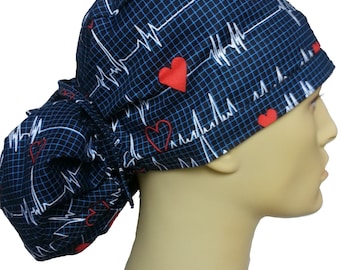 EKG ECG Surgical Scrub Hat Theatre Cap Heartbeats QRS Complex | Etsy