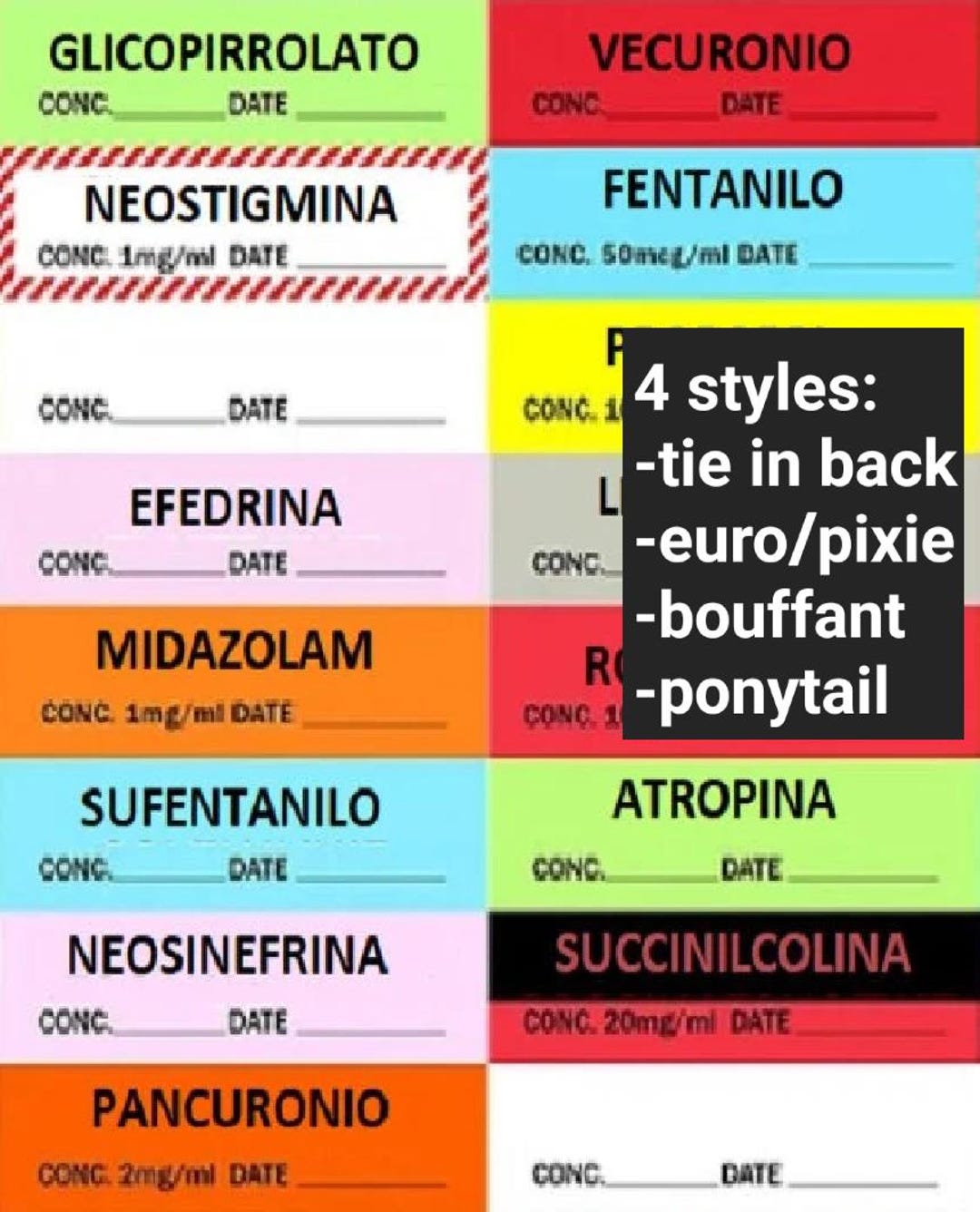 Spanish Anesthesia Drug Label Scrub Hat, Surgical Cap - Etsy