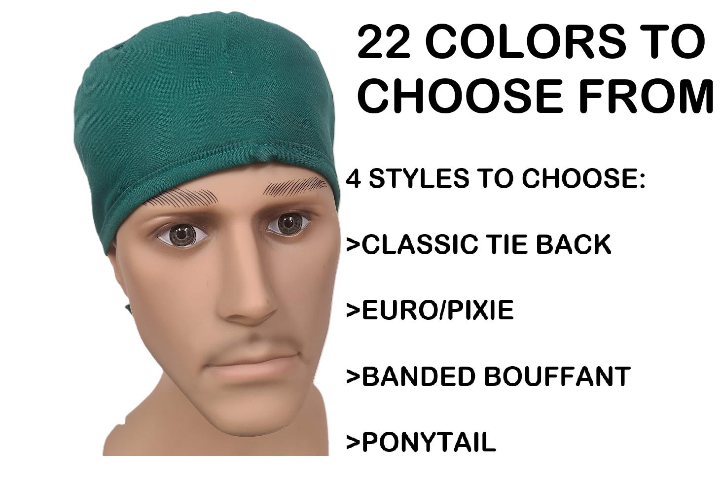 Solid Color Surgical Scrub Hat: Cotton Tie Back Theatre Cap - Etsy