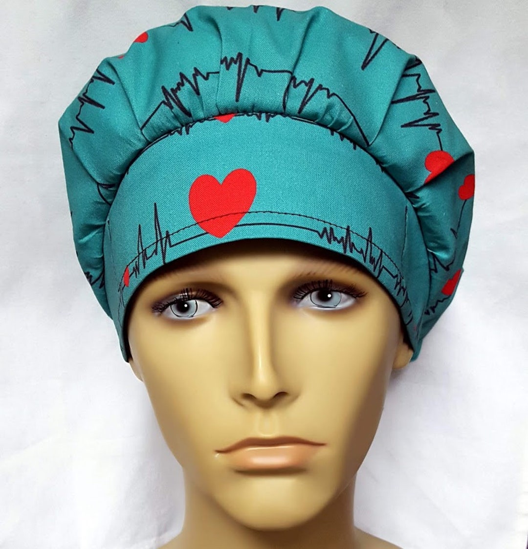 EKG ECG Pick Style Heartbeats QRS Surgical Scrub Hat Theatre Cap - Etsy