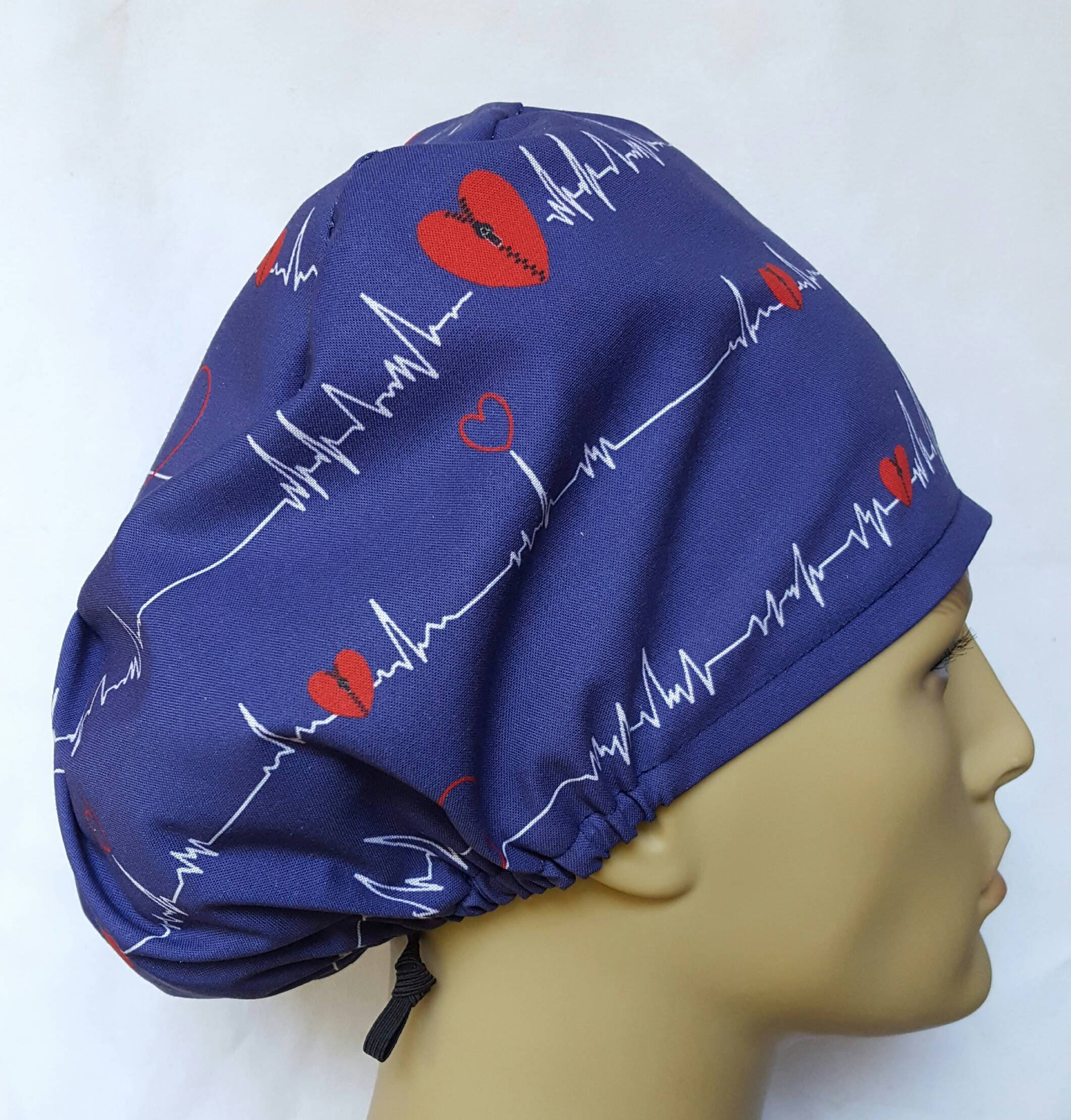 Zipper Open Heart EKG Surgical Scrub Hat Theatre Cap ECG QRS | Etsy