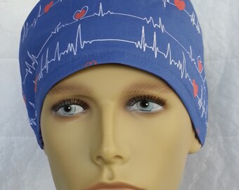 EKG ECG Surgical Scrub Hat Theatre Cap Heartbeats QRS Complex | Etsy