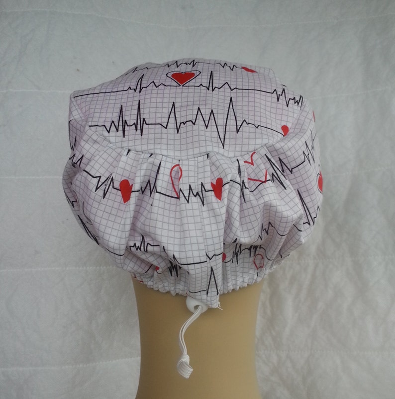EKG Scrub Hat SURGICAL Hat Theatre Cap PIXIE Ecg Heartbeats - Etsy