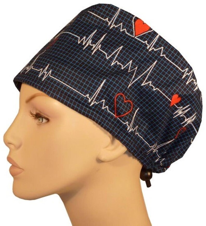 EKG ECG Surgical Scrub Hat Heartbeat Theatre Cap Anatomy - Etsy