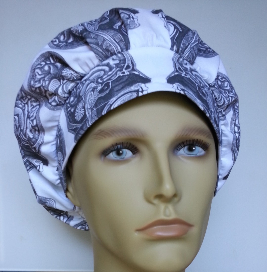 BRAIN Surgical Scrub Hat Theatre Cap Anatomic Grey Matter Banded ...