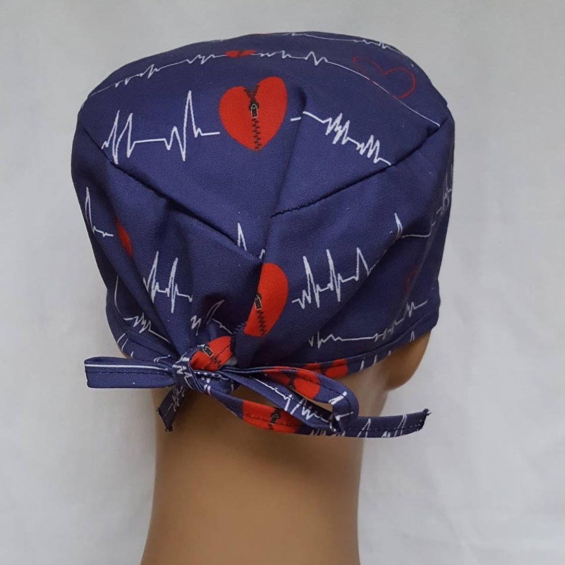 Zipper Open Heart EKG Surgical Scrub Hat Theatre Cap ECG QRS - Etsy