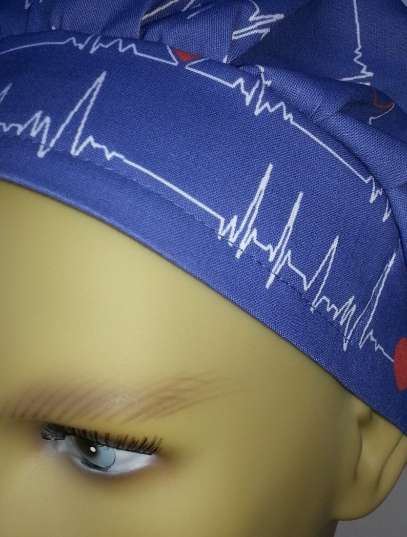 EKG ECG Heartbeats QRS Surgical Scrub Hat Theatre Cap Banded - Etsy