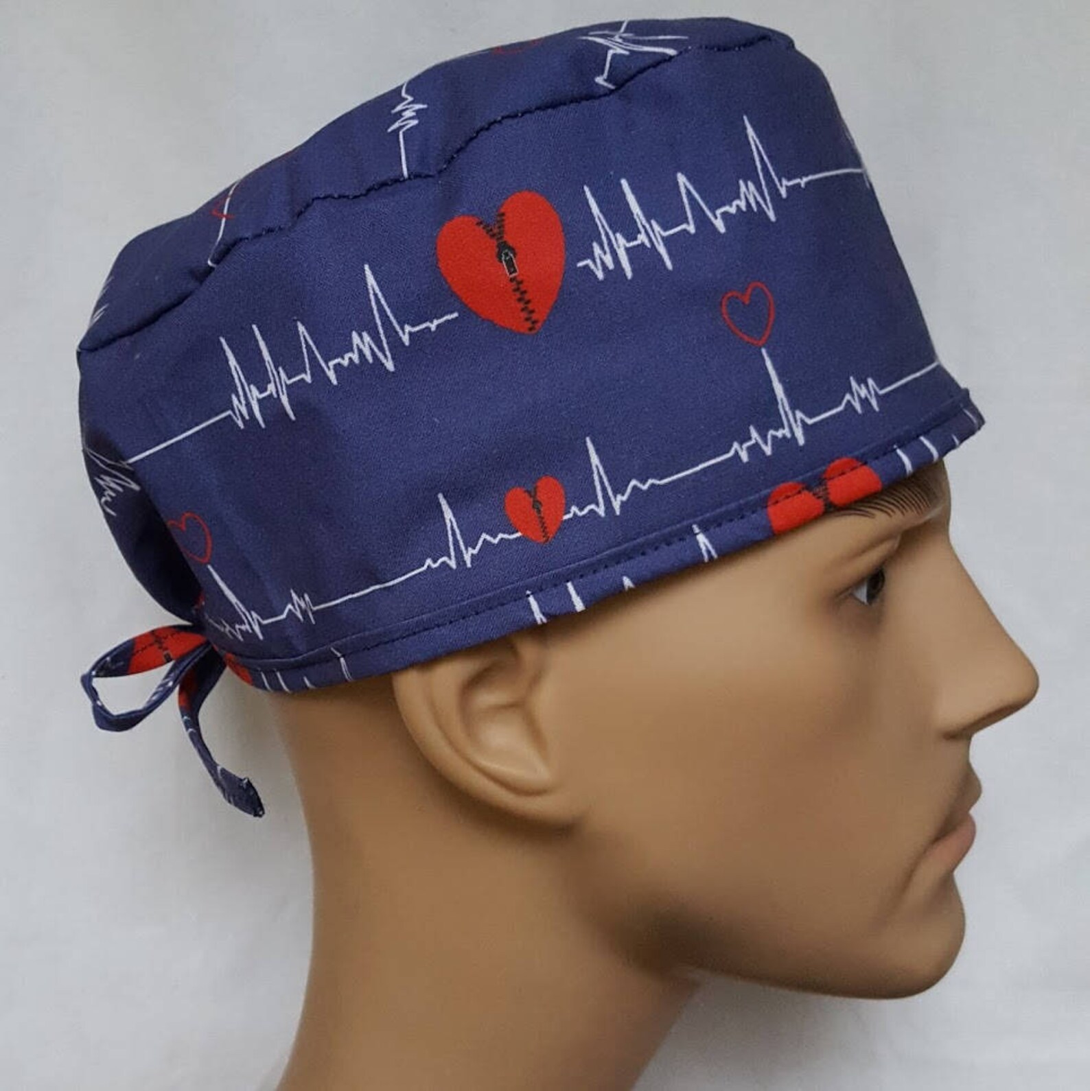Zipper Open Heart EKG Surgical Scrub Hat Theatre Cap ECG QRS - Etsy