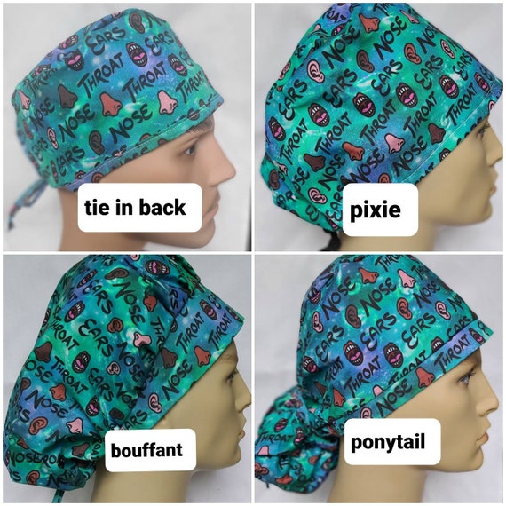 ENT Ears Nose Throat Surgical SCRUB Hat Theatre Cap Anatomy - Etsy