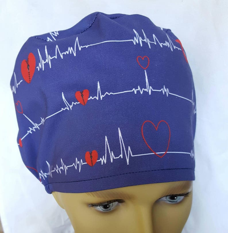 Zipper Open Heart EKG Surgical Scrub Hat Theatre Cap ECG QRS - Etsy