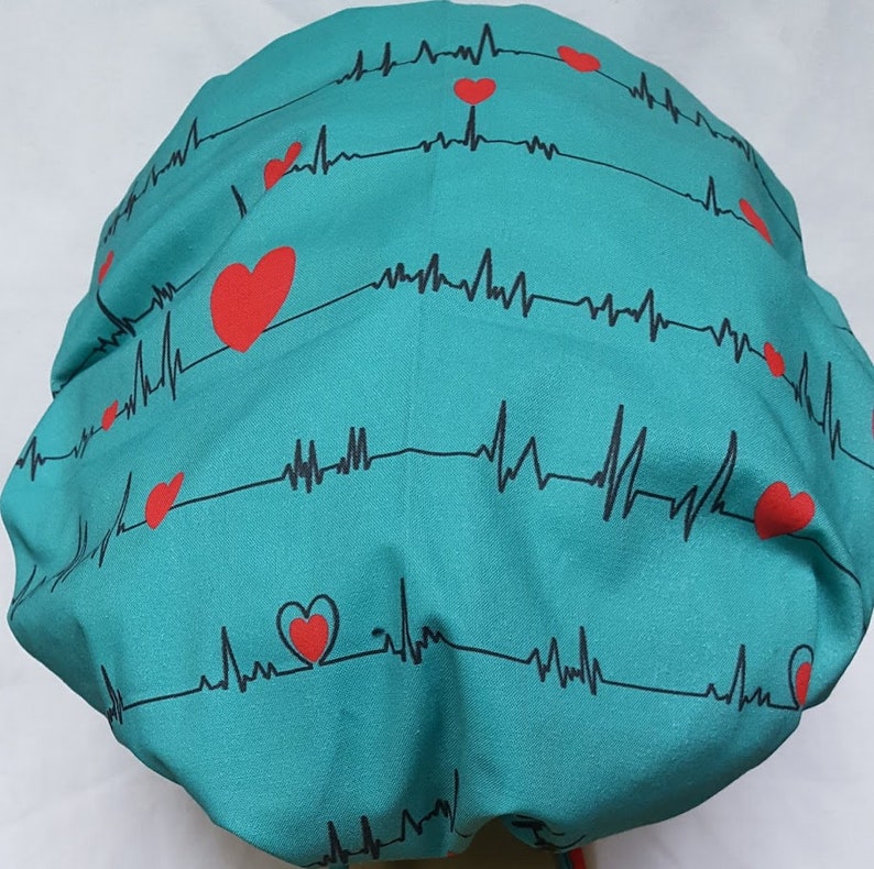 EKG ECG Pick Style Heartbeats QRS Surgical Scrub Hat Theatre | Etsy