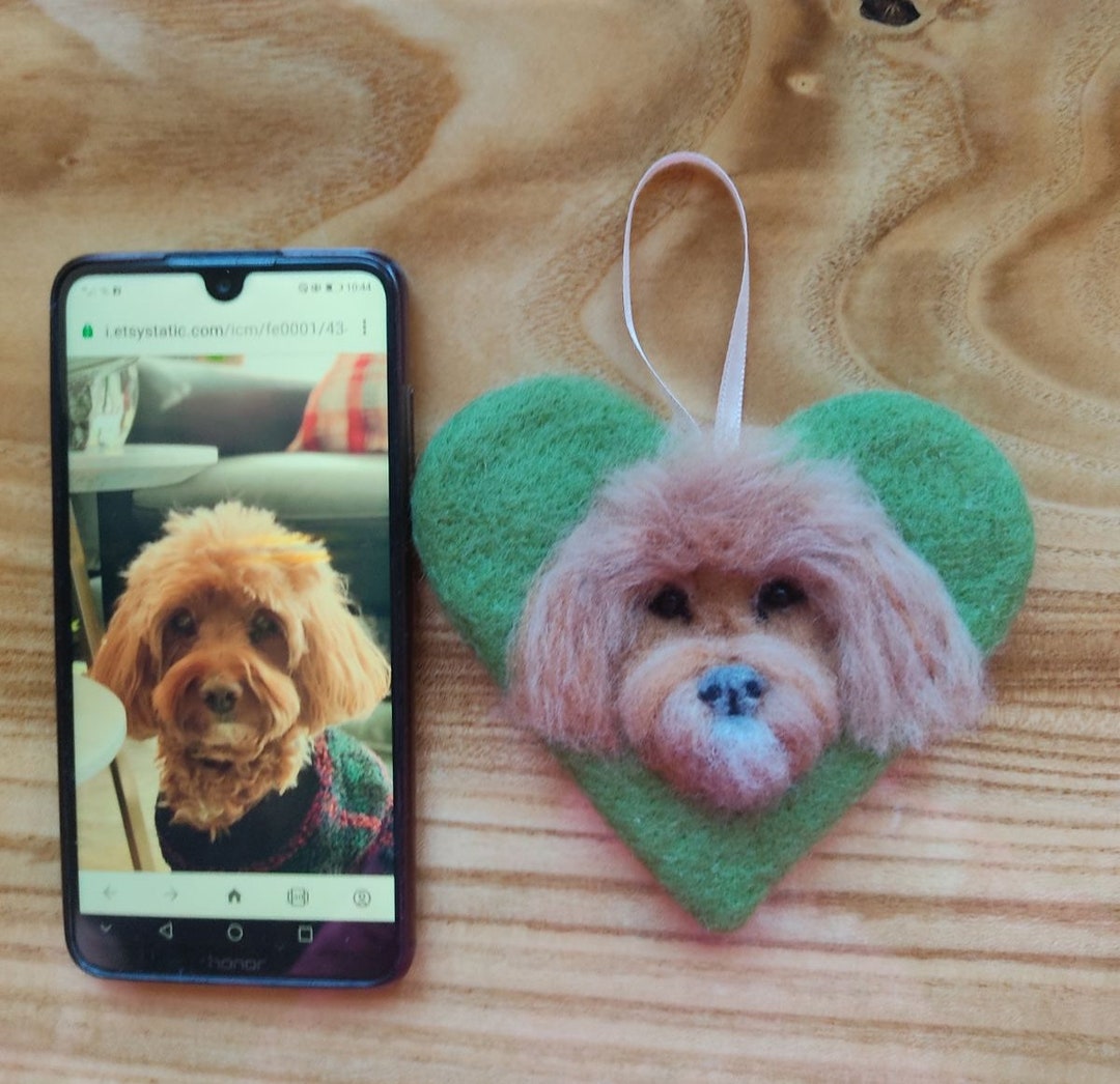 Custom Pet Portrait Realistic Dog Face Needle Felt Dog Ornament Pet ...