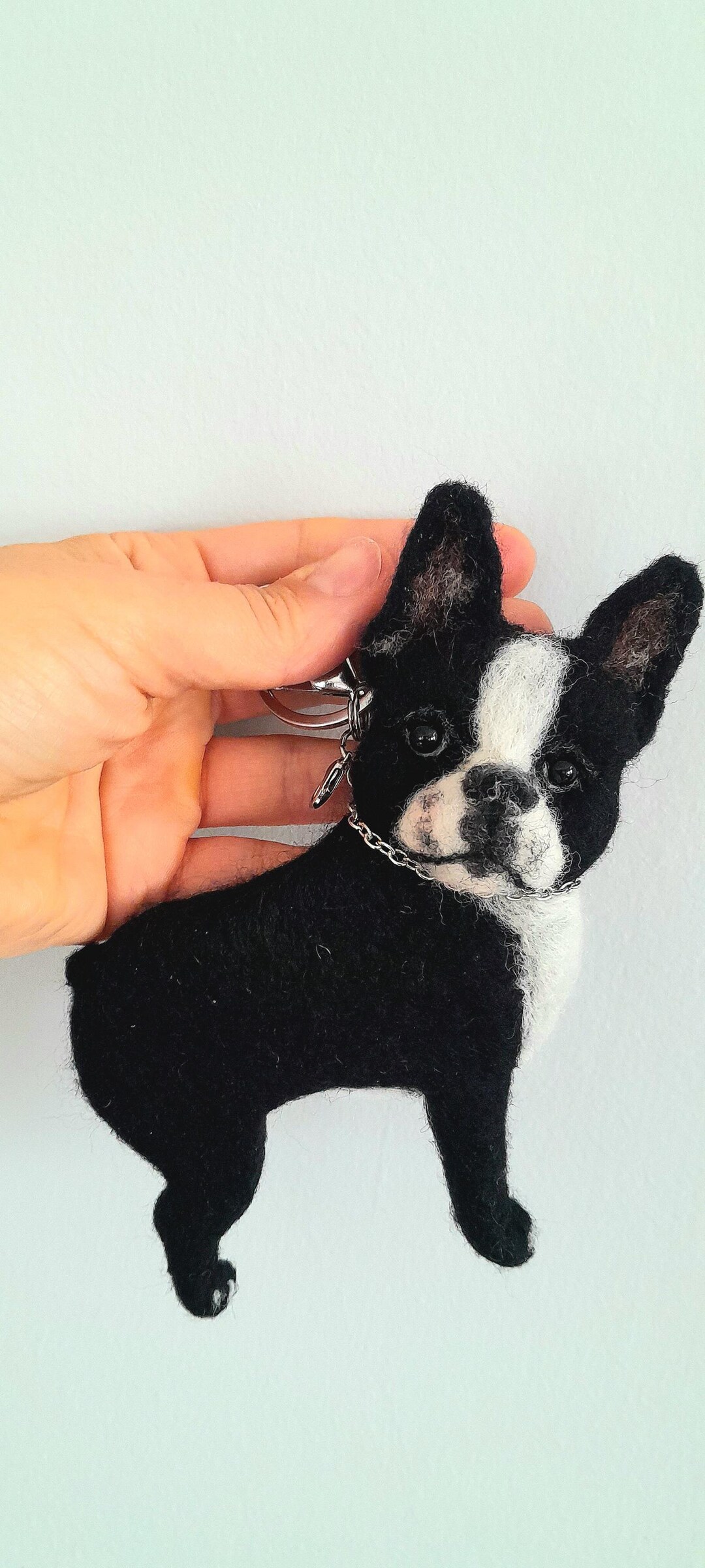 Personalized Boston Terrier Key Chain Dog Bag Charm Felt Boston Terrier ...