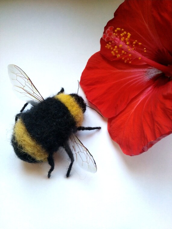 Felting Fiber Arts felted bumble bee ornament gift for bee lover bumble ...