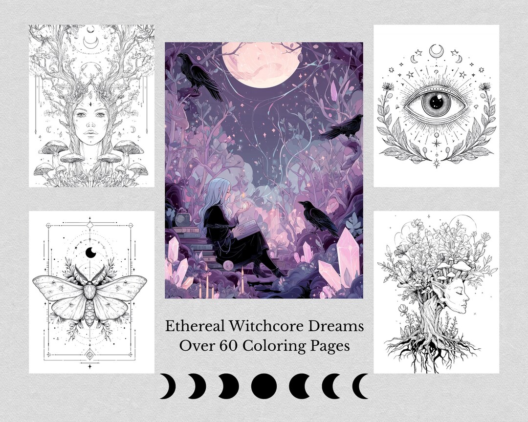 Witchy Ethereal Coloring | Coloring Pages for Adults | Witchcore ...