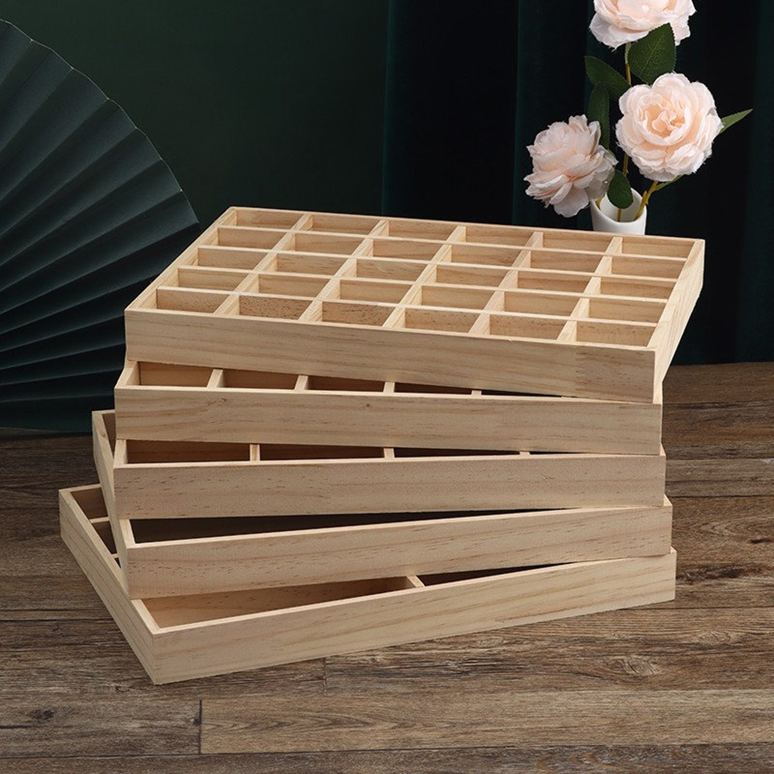 Pinewood Multi Compartments Display Tray Desktop Wooden - Etsy