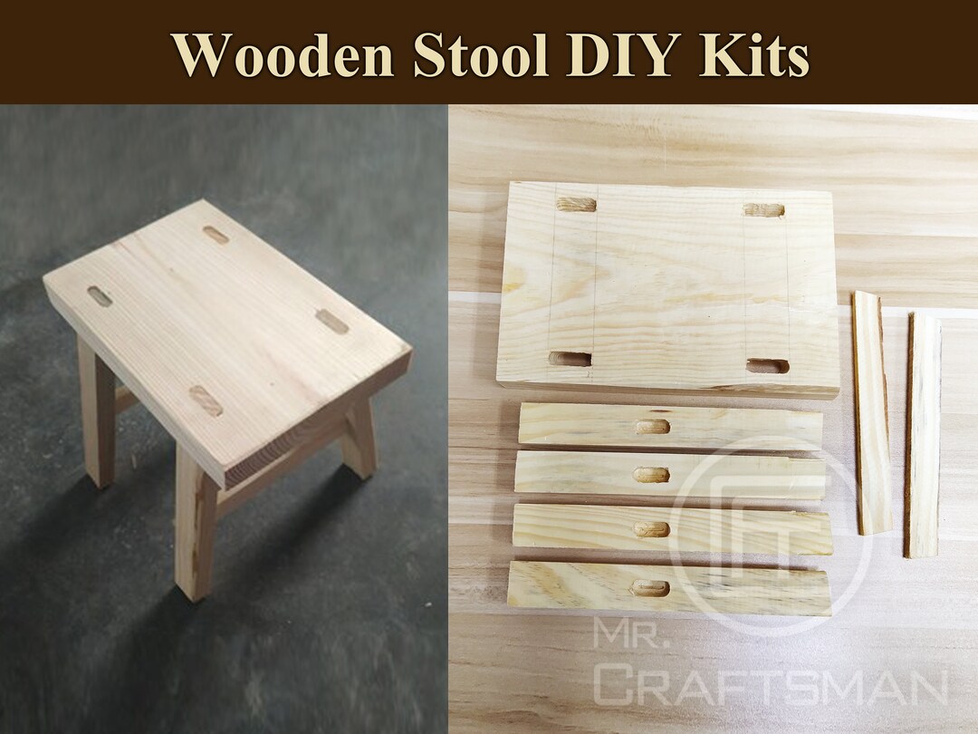Wooden Pine Wood Short Stool DIY Kits self-assembly Milking - Etsy ...