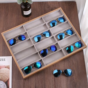 Wooden With Velvet Fabric 7/12/18 Compartments Glasses Display Tray ...