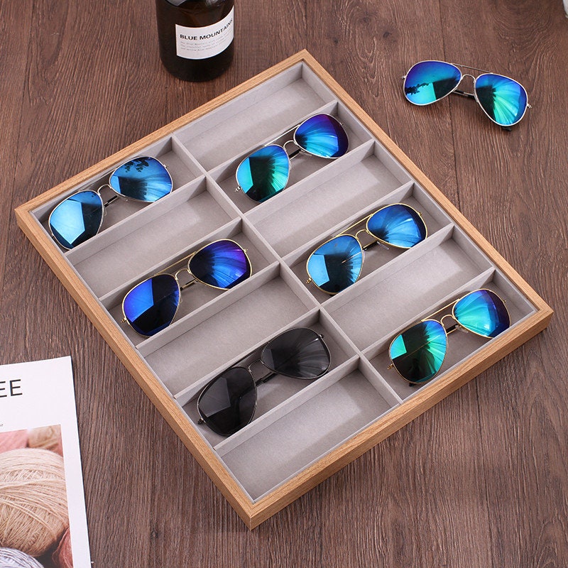 Wooden With Velvet Fabric 7/12/18 Compartments Glasses Display | Etsy