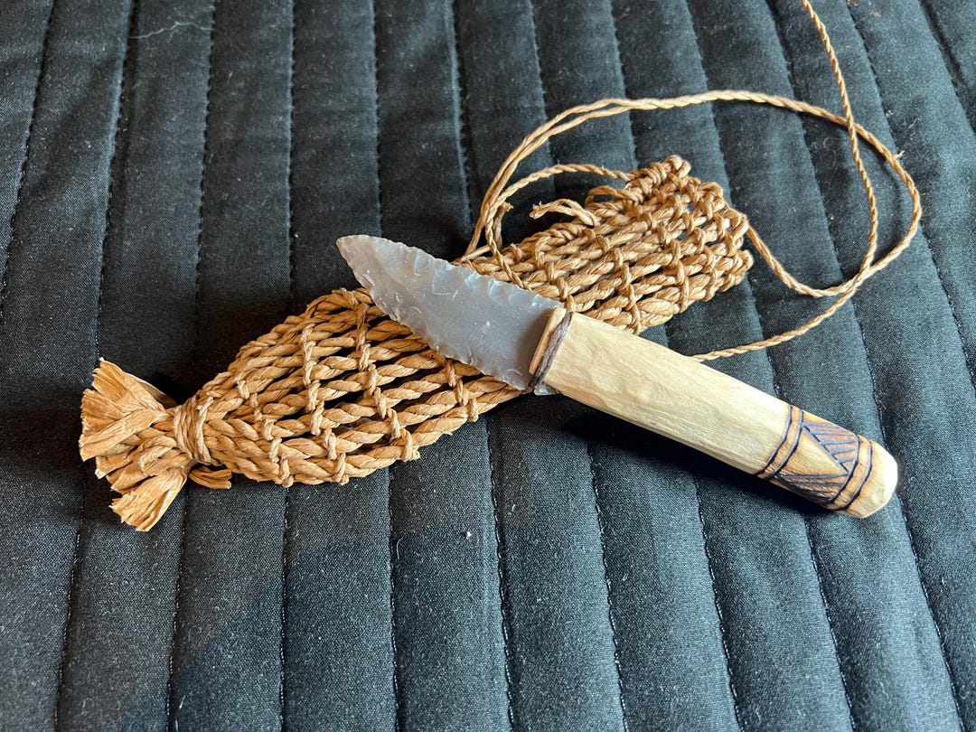 Flint Tool in Wooden Handle and Natural Sheath - Etsy