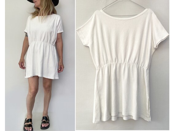 1960s vintage terry cloth white cotton summer TUNIC m… - Gem