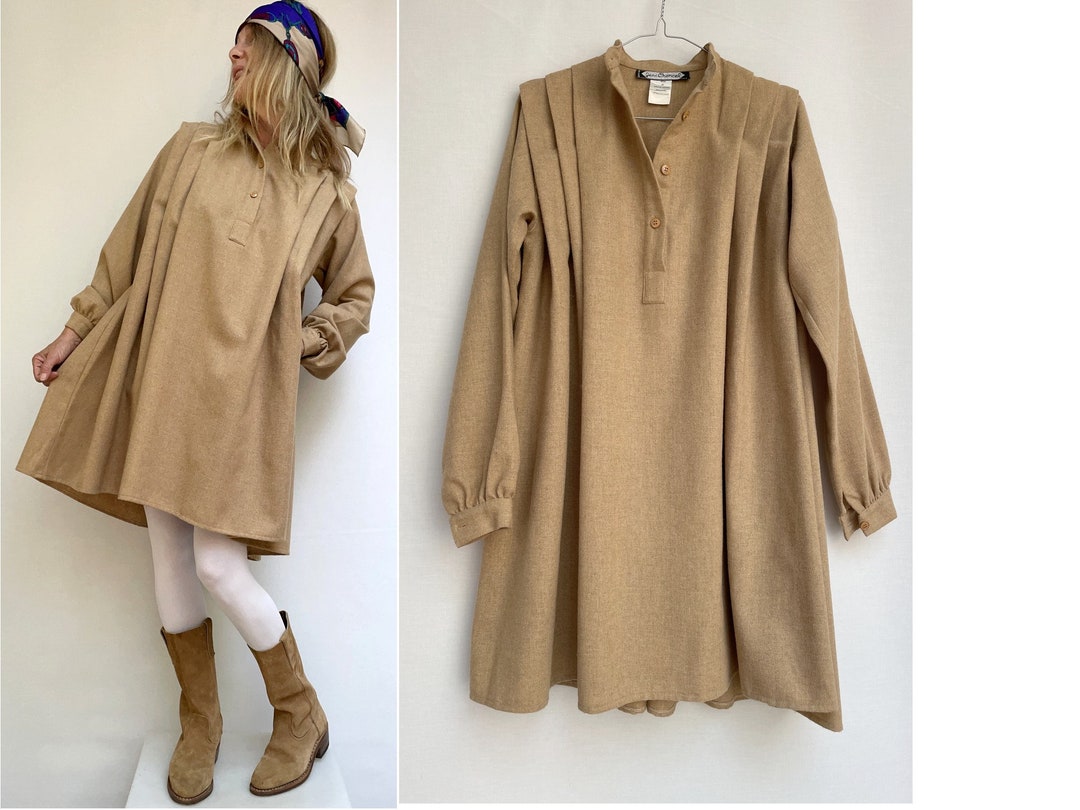 Jean CHANCEL Wool Brown 80s Vintage Long Sleeves Winter DRESS - Etsy